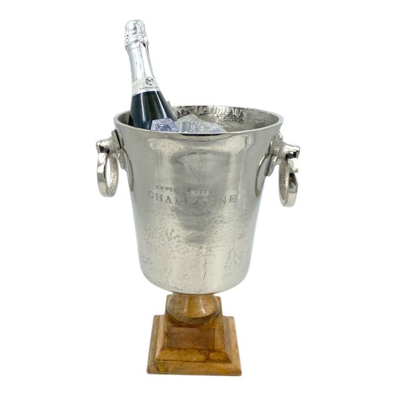 Deluxe Large Vintage Champagne Cooler Ice Bucket Cooler with Wooden ...