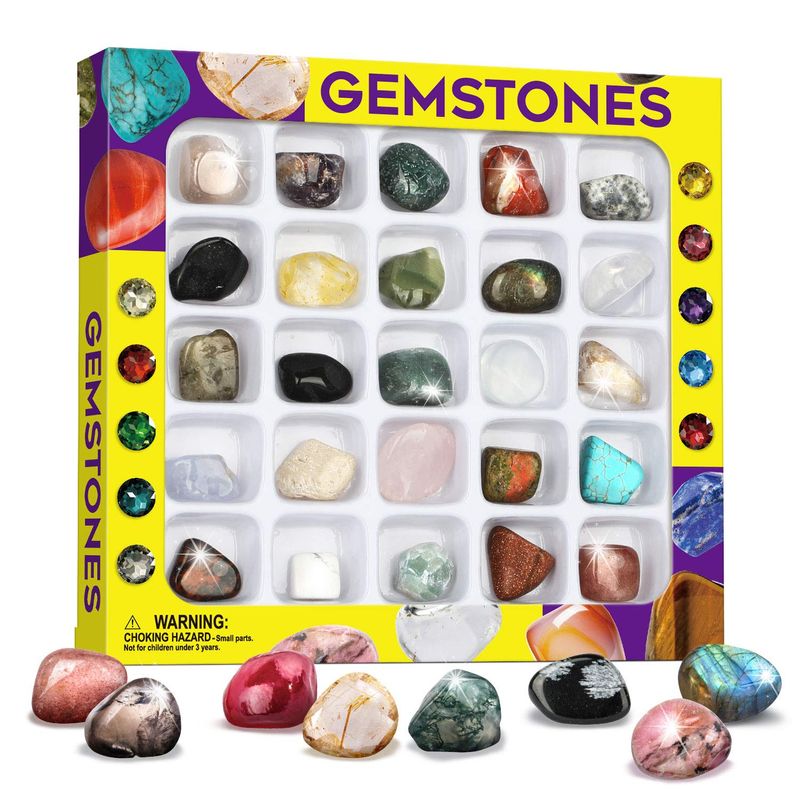 Dr. Daz Rock Mineral Gem Collection For Kids 25 Gemstones Included ...