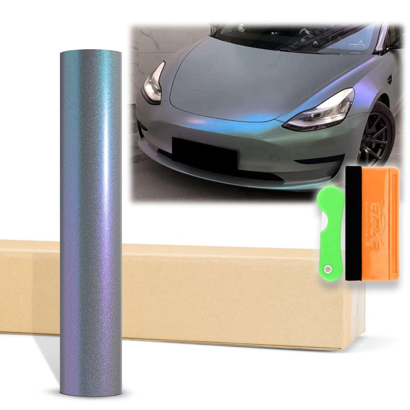 12"x60" (1FTx5FT) Gray Blue Galaxy Dust Matte Black Gold Chameleon ...