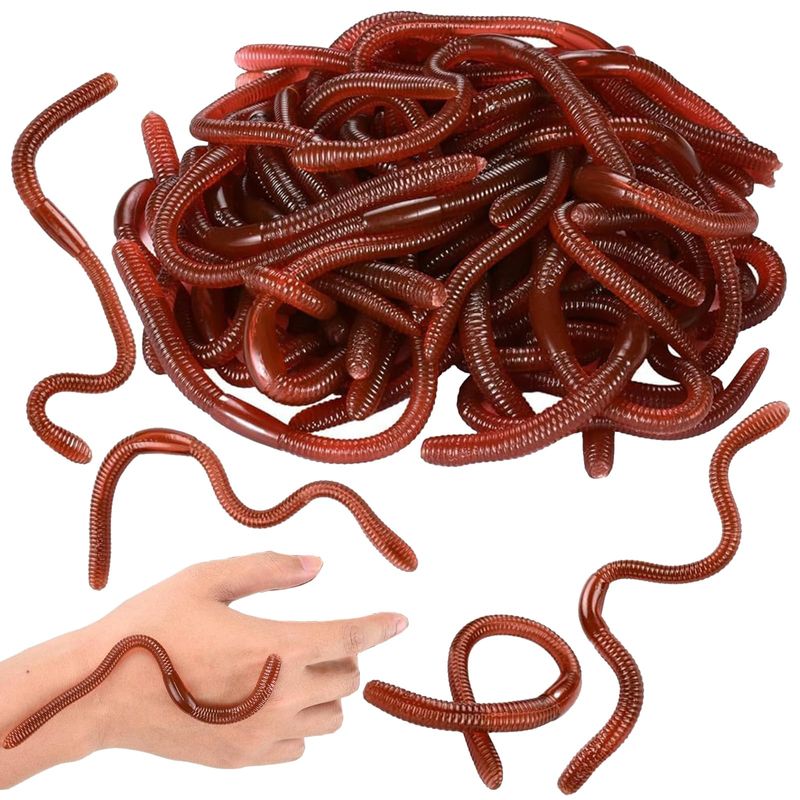 Worms for Children 50 Pieces Toy Worms Stretchy Earthworms Realistic ...