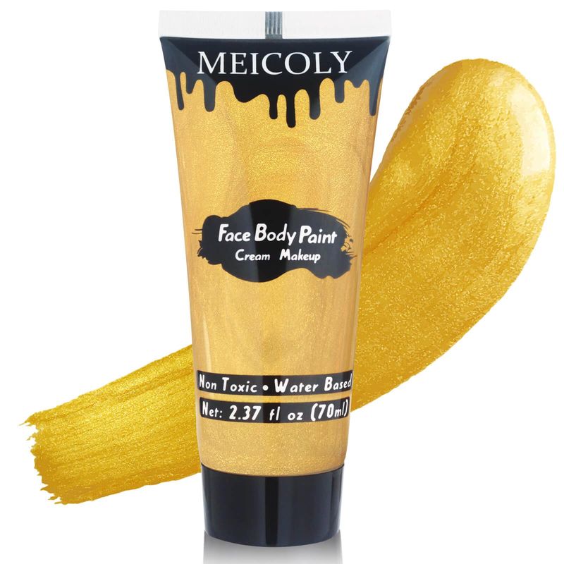 MEICOLY Cream Metallic Gold Face Body Paint,2.37Oz Large Tube Water ...