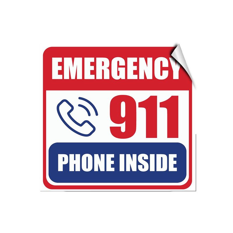 Emergency 911 Phone Inside Hazard Emergency Label Decal Sticker 12 in X ...
