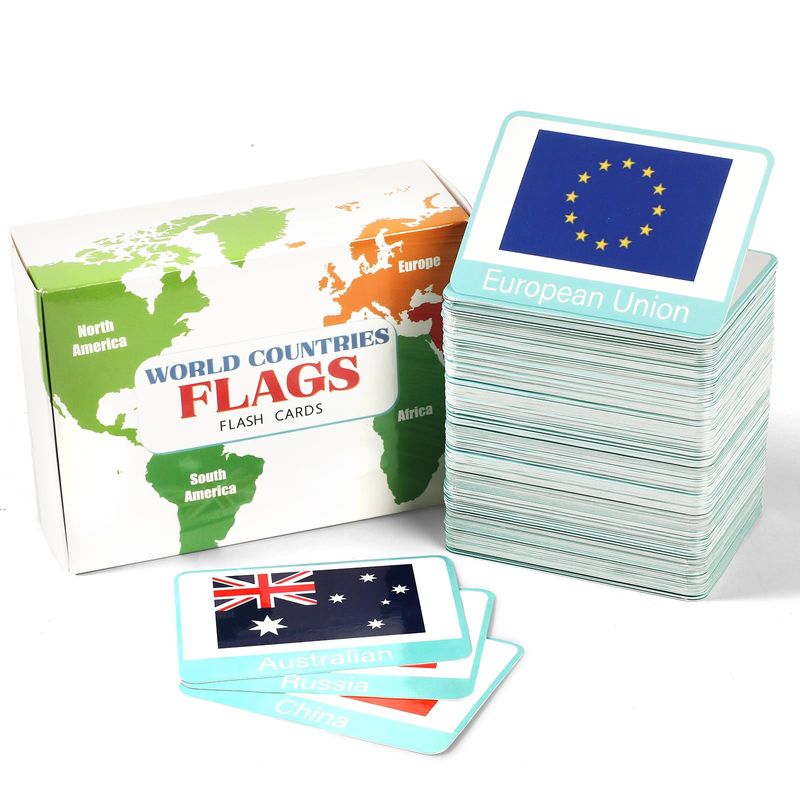 244PCS Countries of The World Flags Flash Cards Country Continent ...