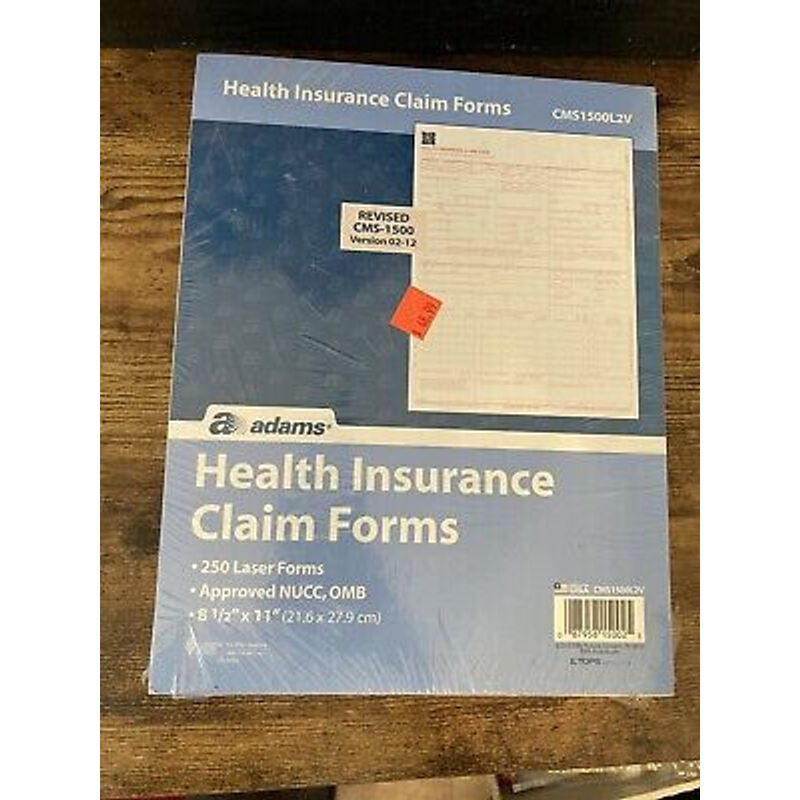 Adams CMS1500L2V Health Insurance Claim Forms Laser Forms 8.5” x 11 ...