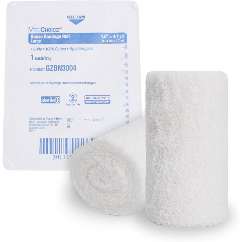 Sterile Gauze Rolls, 4.5” x 4.1 Yards, 100% Cotton Dressing, Sterile ...