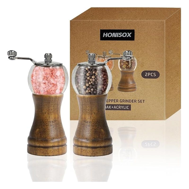 Pepper Mill Set Manual Pepper Mills Classical Hand Shake Wooden Pepper ...