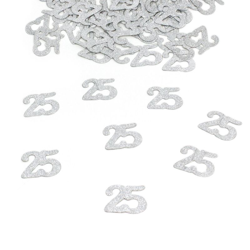Oblique-Unique® Confetti Number 25 Silver Glitter Effect Decoration ...