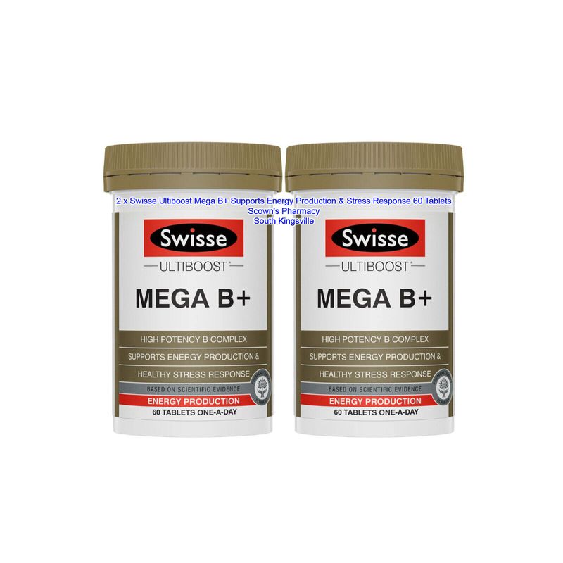 2 x Swisse Ultiboost Mega B+ For Energy Production & Stress Response 60 ...