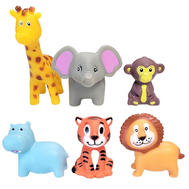 Mini Safari Zoo Rubber Animals (12 Pack) (2") Soft Rubber Bath Toy Like ...