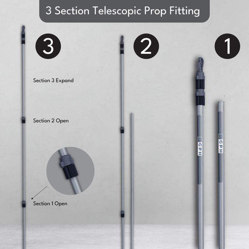 Metal Heavy Duty Washing Line Prop Telescopic Home Garden Pole Clothing ...