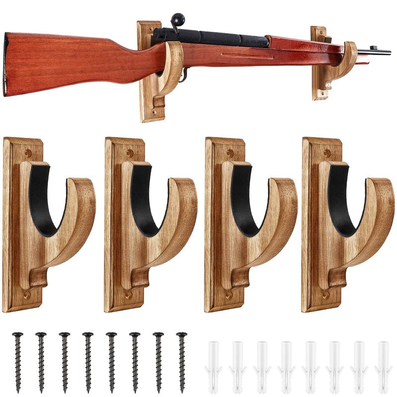 Juexica 4 Pack Gun Rack for Wall Rifle Shotgun Bow Wood Rifle Stand ...
