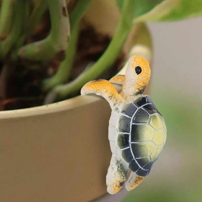 Resin Climbing Tortoise Figurines Flower Pot Hanger, Indoor Outdoor ...