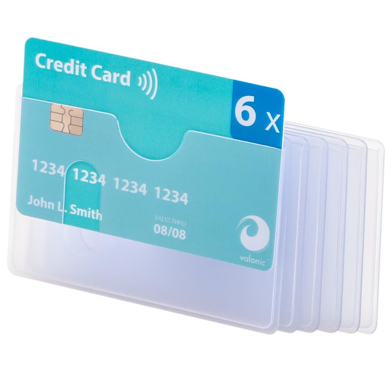Valonic Credit Card Sleeves - 6 Pack - Transparent Plastic Protector ...