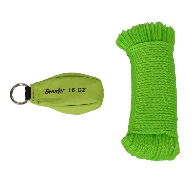 Swurfer 16 Oz Arborist Throw Weight Bag Rope Launcher, and 150' 1/8 ...
