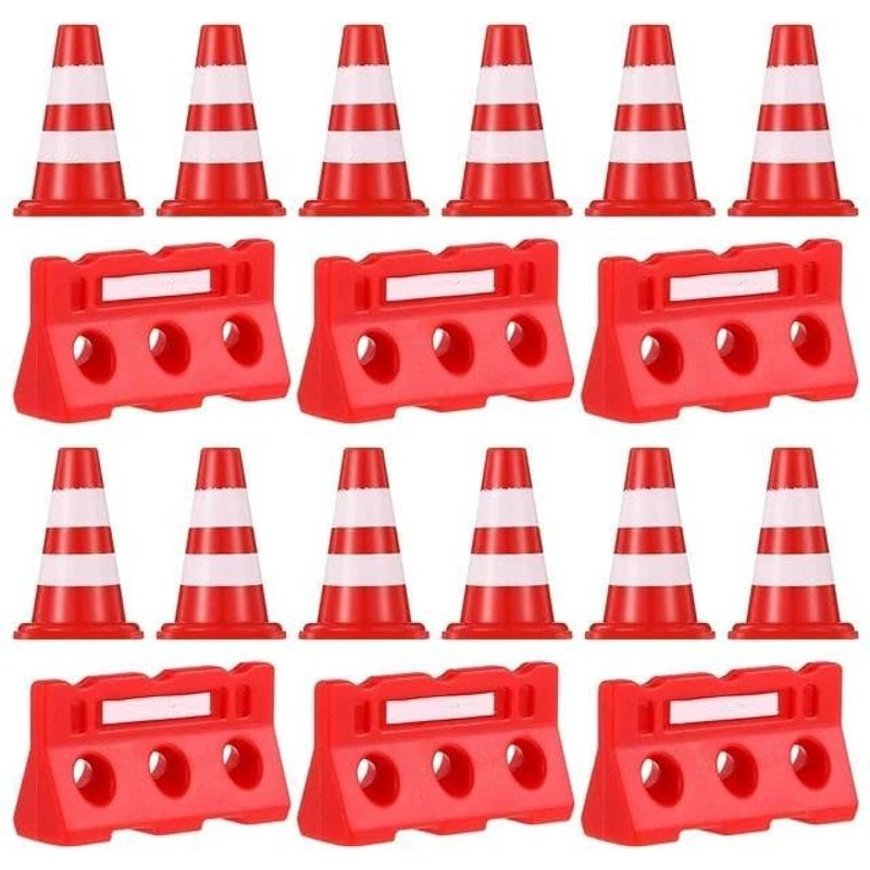 20Pcs Red Mini Plastic Traffic Cones Miniature Roadblock Signs Playset ...