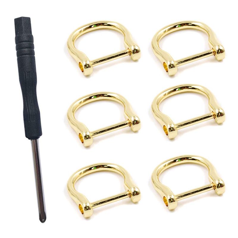 lasenersm 6 Pieces Metal D Ring Screw in Shackle Horseshoe Buckle U ...
