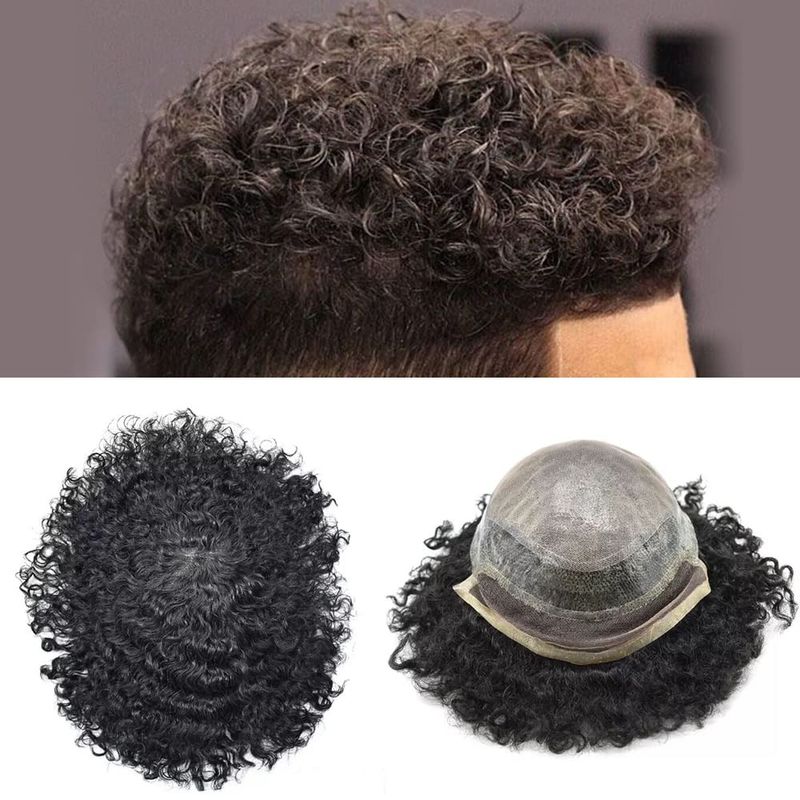 Generic Hair Units For Black Men Kinky Curly Afro Toupee For Black Men ...