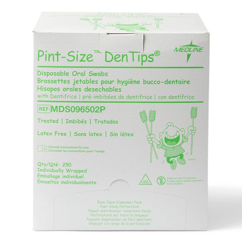 Medline DenTips Disposable Oral Swabs, Adult Treated, Gentle & Hygienic ...