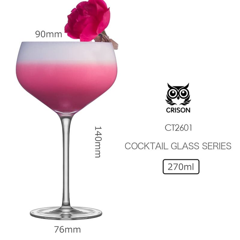 2 Pack Coupe Shaped Champagne Glasses 270ml Classic Cocktail Glasses ...