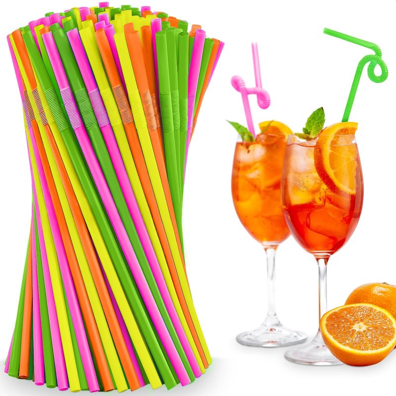 200 Pack Extra Long Straws Disposable - 17" Cocktail Straws Drinking ...