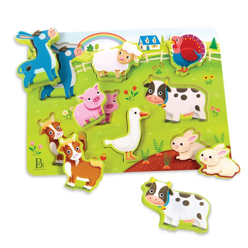B. toys- Peek & Explore - Farm Animals- Wooden Puzzle – Chunky Puzzle ...