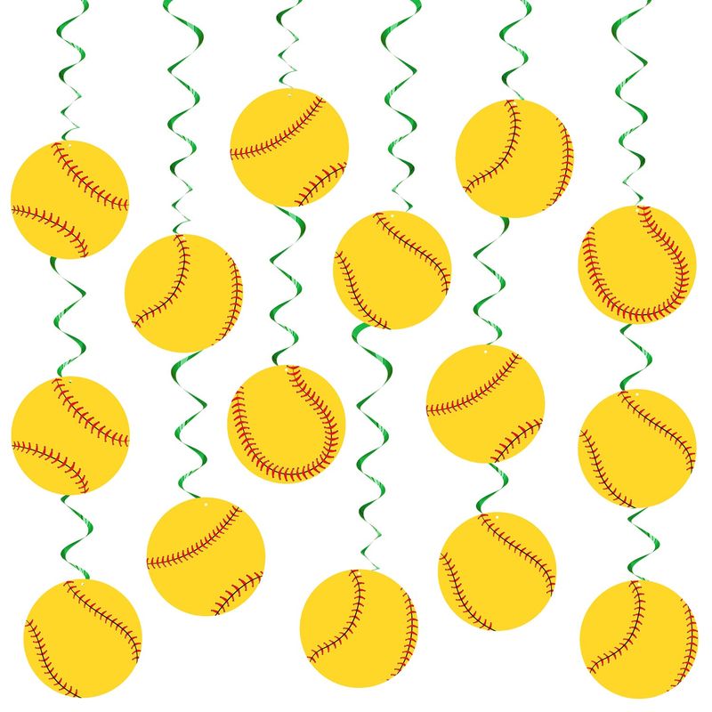 30 Pieces Softball Party Decoration Swirls Sports Hanging Swirl ...