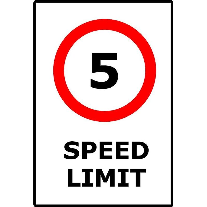 5mph Speed Limit | 20cm x 15cm | Red/White - Dibond Aluminium Sign for ...