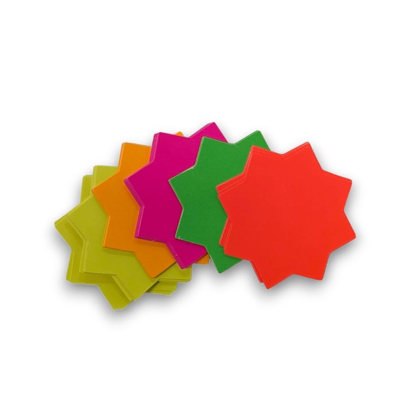 [Pack of 60] Fluorescent Flash Cards Star Shape Tags 4" Shop Retail ...