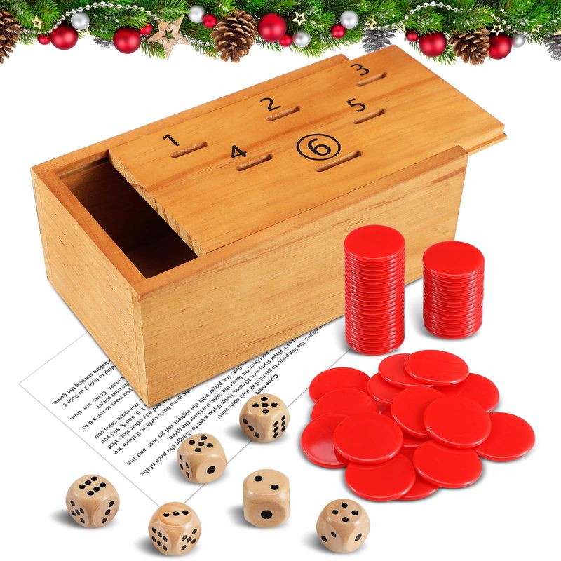 Realspring Penny Game Pennies Dice Games Family Fun Board Game Wooden ...