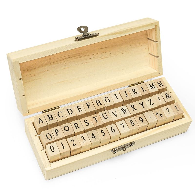 Toptime Letter Stamps, 42Pcs Rubber Alphabet Stamp Set DIY Wooden ...