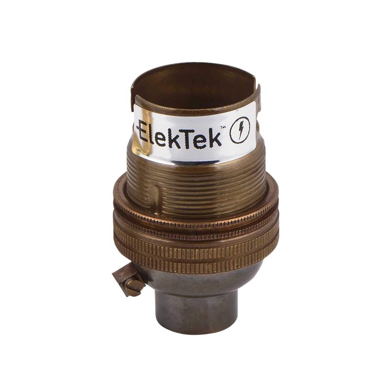 ElekTek Unswitched Lamp Holder B22 BC Bayonet Cap with Shade Ring 1/2 ...