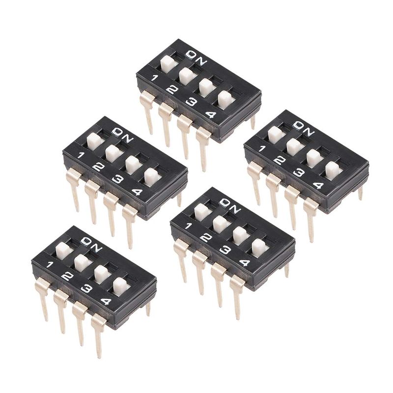 uxcell DIP Switch Black 1 2 3 4 Position Pitch 2.54mm Breadboard PCB ...