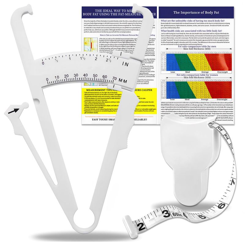 Body Fat Caliper and Measuring Tape for Body,Body Fat Caliper Set with ...