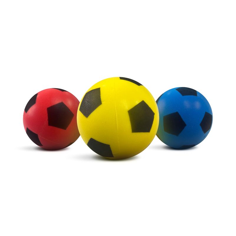 MantraRaj 17.5cm Pack Of 3 Blue Red Yellow Football Sponge Foam Soccer ...