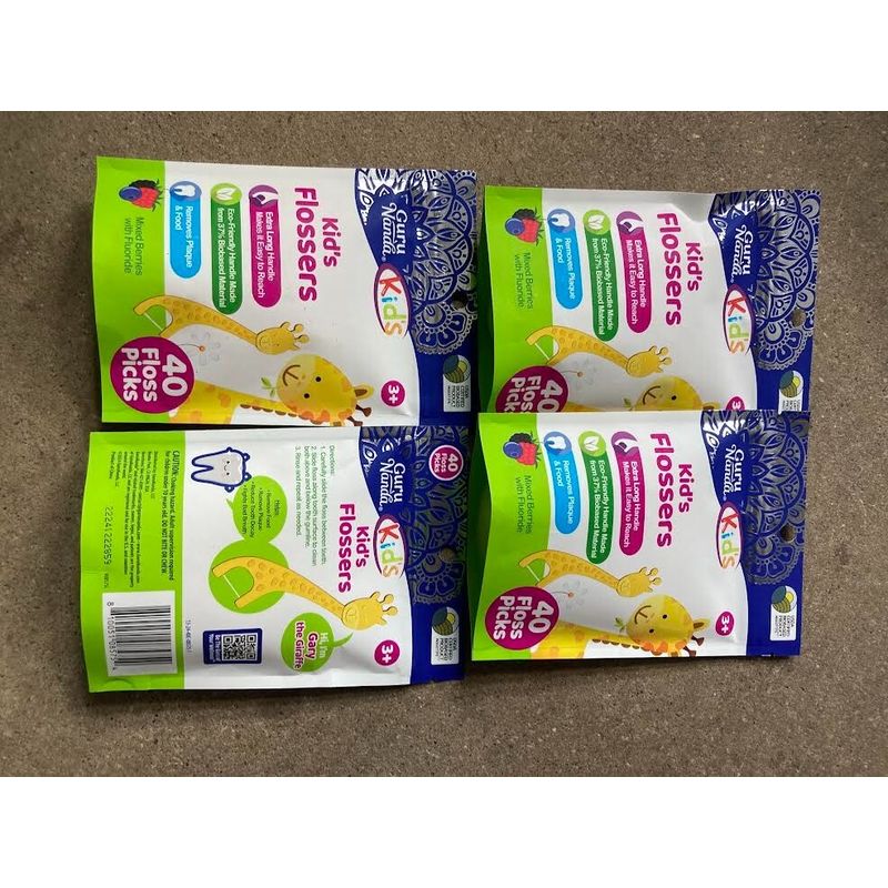 New ! 4 X 40 counts Cury Kid's Flossers Extra Long Handle Removes ...