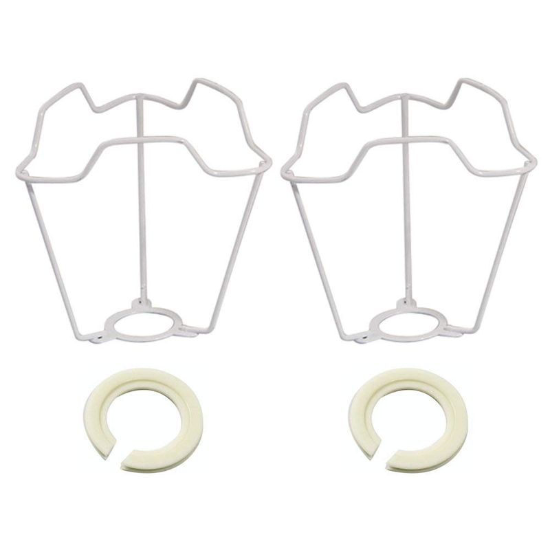 2 Pack - 5" White Metal Vintage Shade Carrier to Support Table & Floor ...