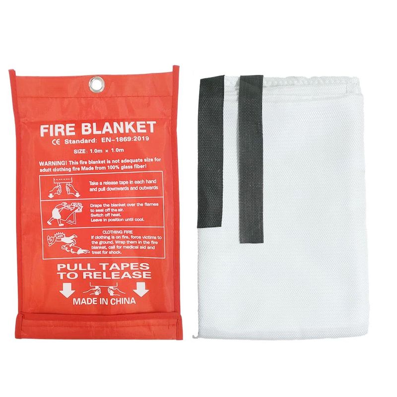 Ram® Large 1M X 1M Fire Blanket With Loops Office Kitchen Safety Home ...
