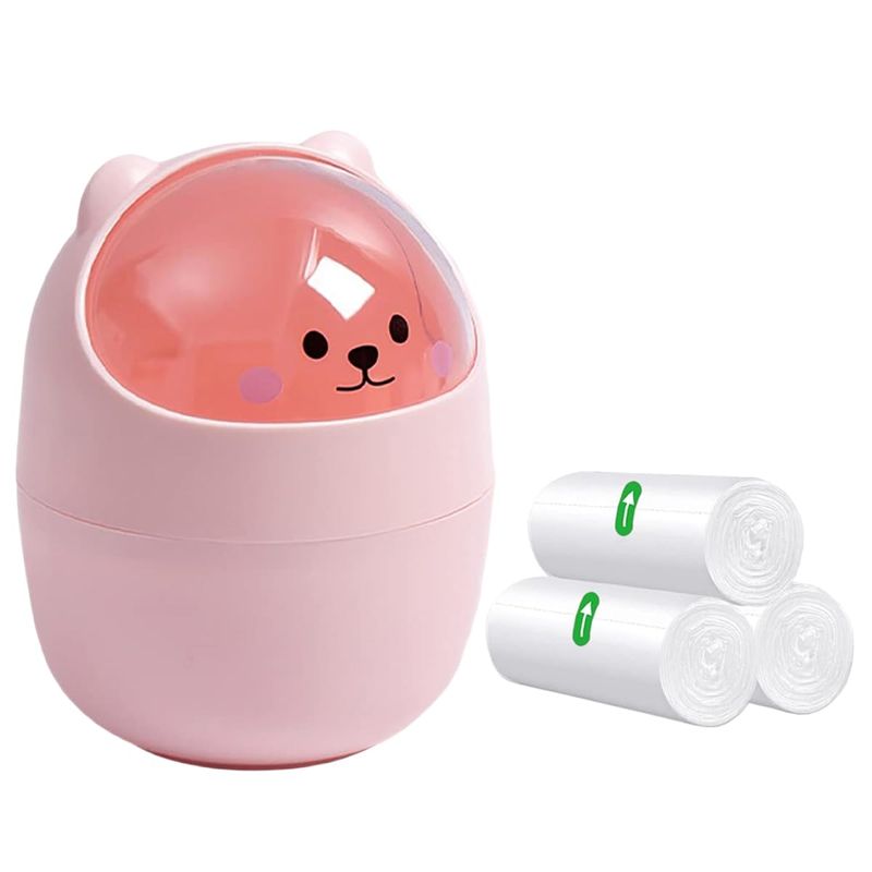 Mini Trash Can, Creative Tiny Countertop Garbage Bin with 5 Rolls of ...
