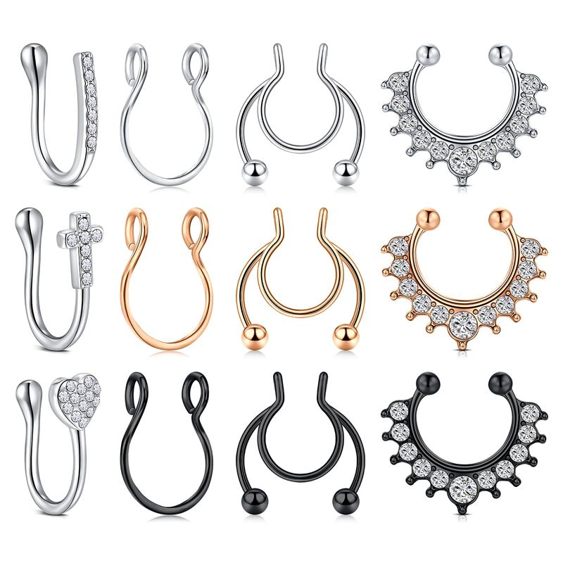 D.Bella Fake Nose Piercing Fake Septum Non-Pierced Clip Nose Piercing ...