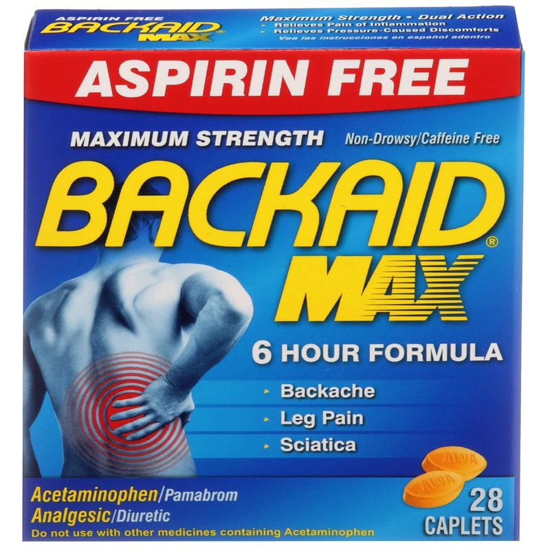 Backaid Max, Aspirin-Free Pain Relief from Backache, Leg Pain, and ...