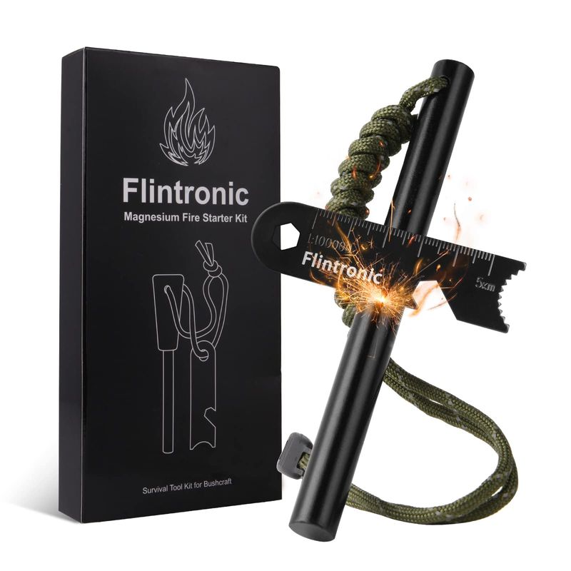 Survival Fire Steel, Flint Striker Steel Fire Starter Kit, Magnesium ...
