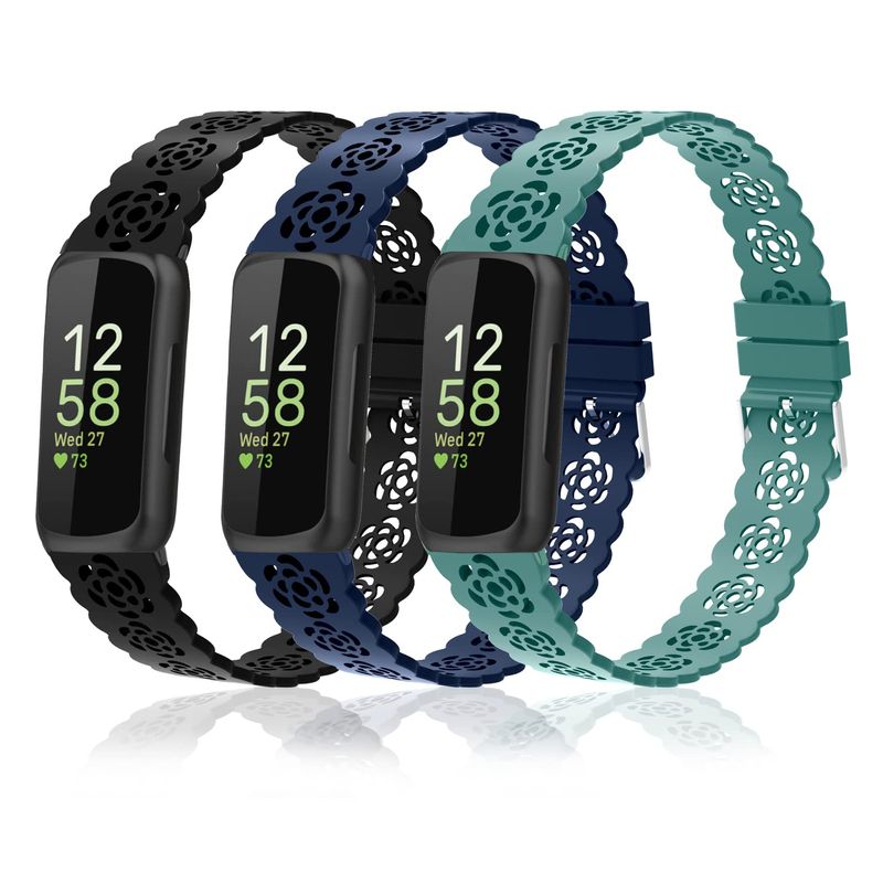 Nigaee 3 Pack Lace Silicone Bands Compatible with Fitbit Inspire 3 ...