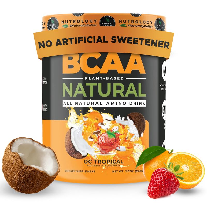 Nutrology BCAA Natural, Plant Based BCAA Powder, Orange Coconut Flavor ...