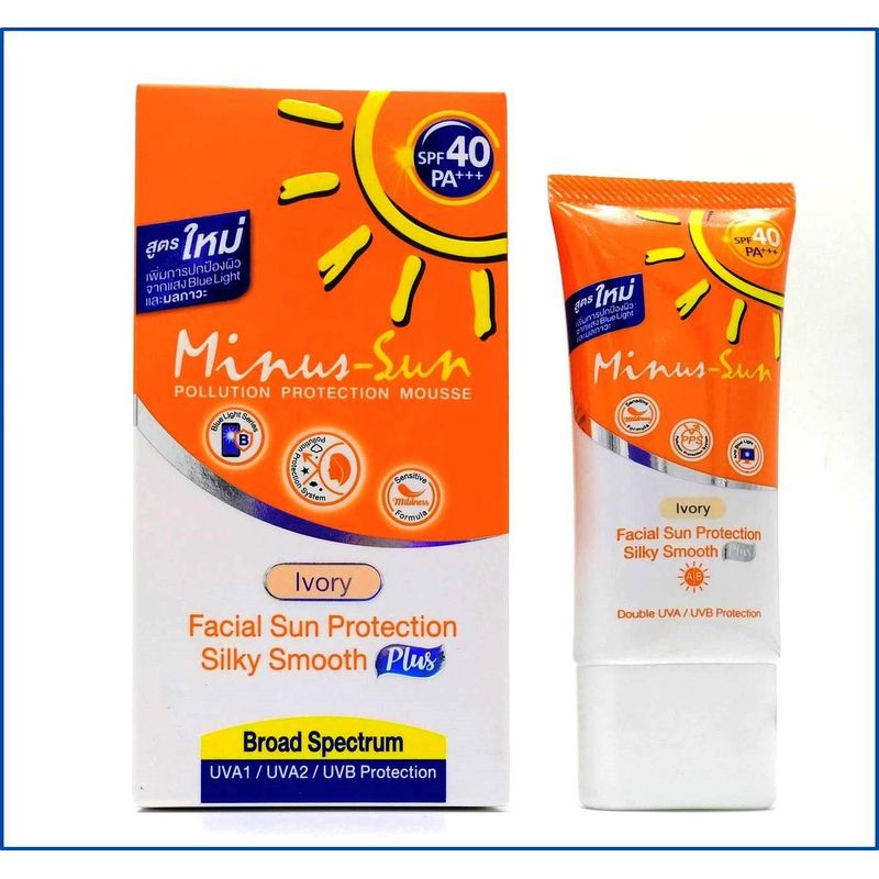 Minus (Sol) Sun SPF40 PA+++ Ivory (New Formula x 1 Ounces) Facial Sun Protection Silky Smooth ...