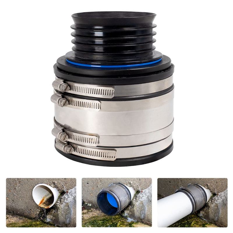 Fernco 4" ICON RC Pushfit DWV Coupling Sheared Off Pipe Connector with ...