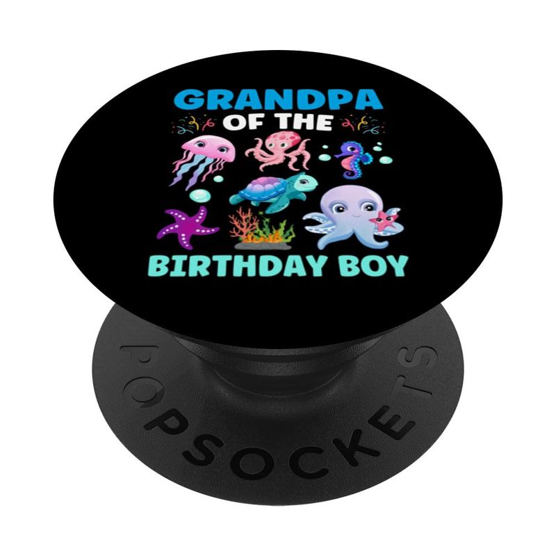 Grandpa UnderSea Birthday Party Ocean Boy and Sea Animals PopSockets ...