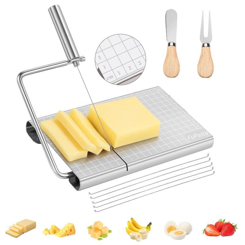 FuPatio Cheese Slicers for Block Cheese with 5 Replacement Wires, Wire ...