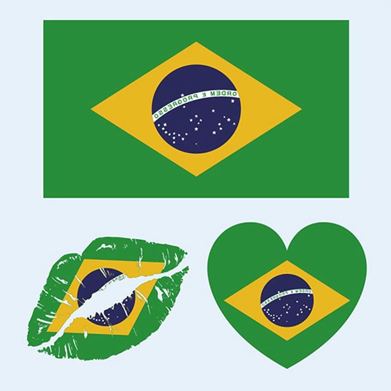 Y&C TENCOB Brazilian Flag Tattoos,25 Sheets Brazil Flag Temporary Face ...