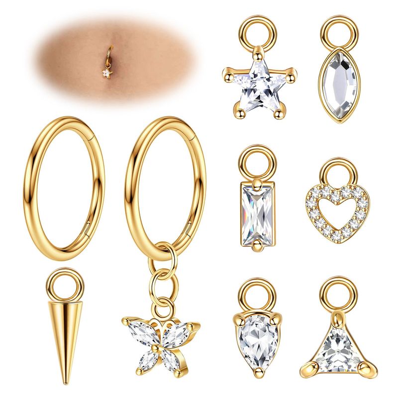 ADRAMATA 14G Dangly Belly Button Bars Surgical Steel Belly Button ...
