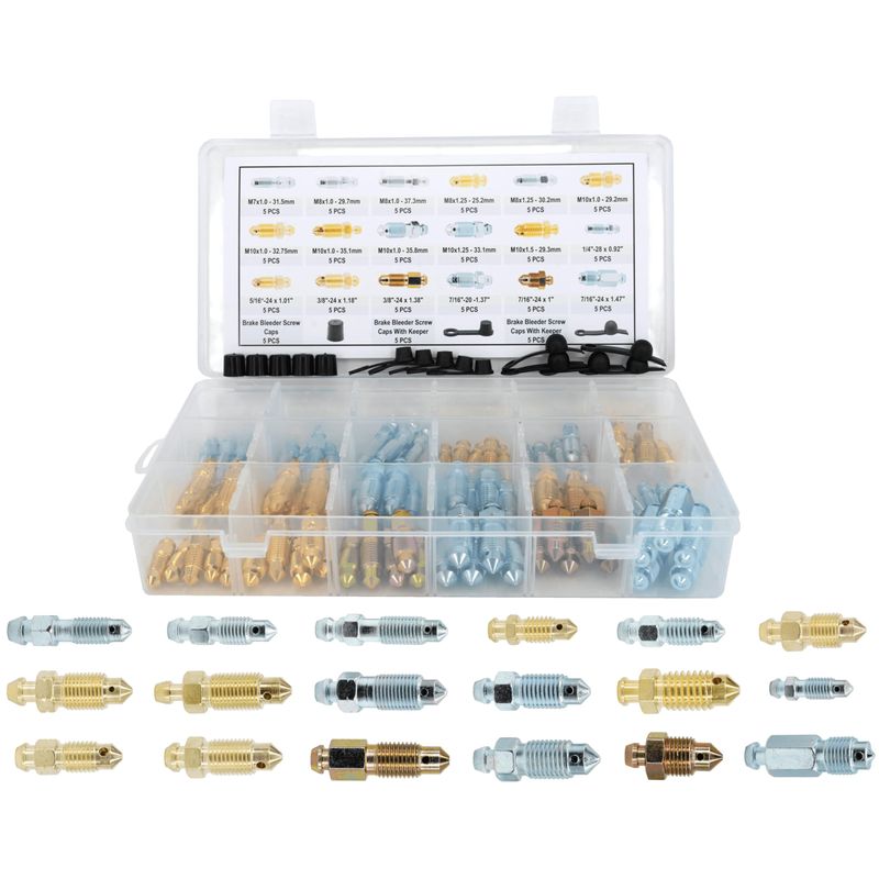 Dsnaduo 90 PCS 18 Types Brake Caliper & Wheel Cylinder Bleeder Screw ...